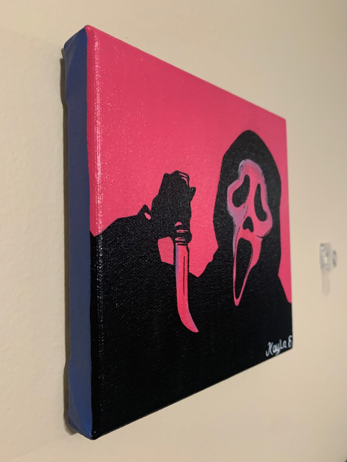 Pink Ghost Face Scream Ghostface Acrylic Painting - Etsy