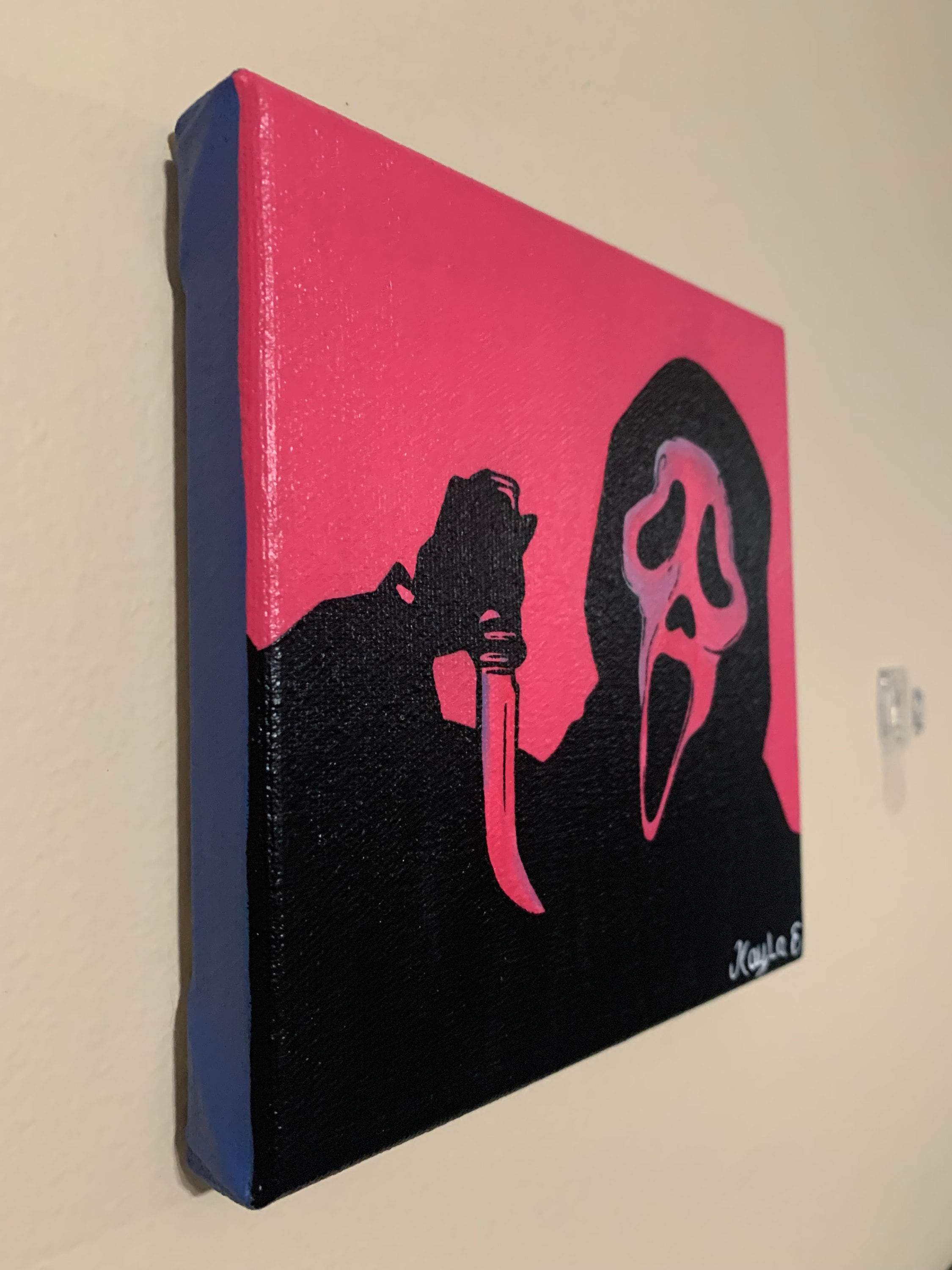 Pink Ghost Face Scream Ghostface Acrylic Painting - Etsy