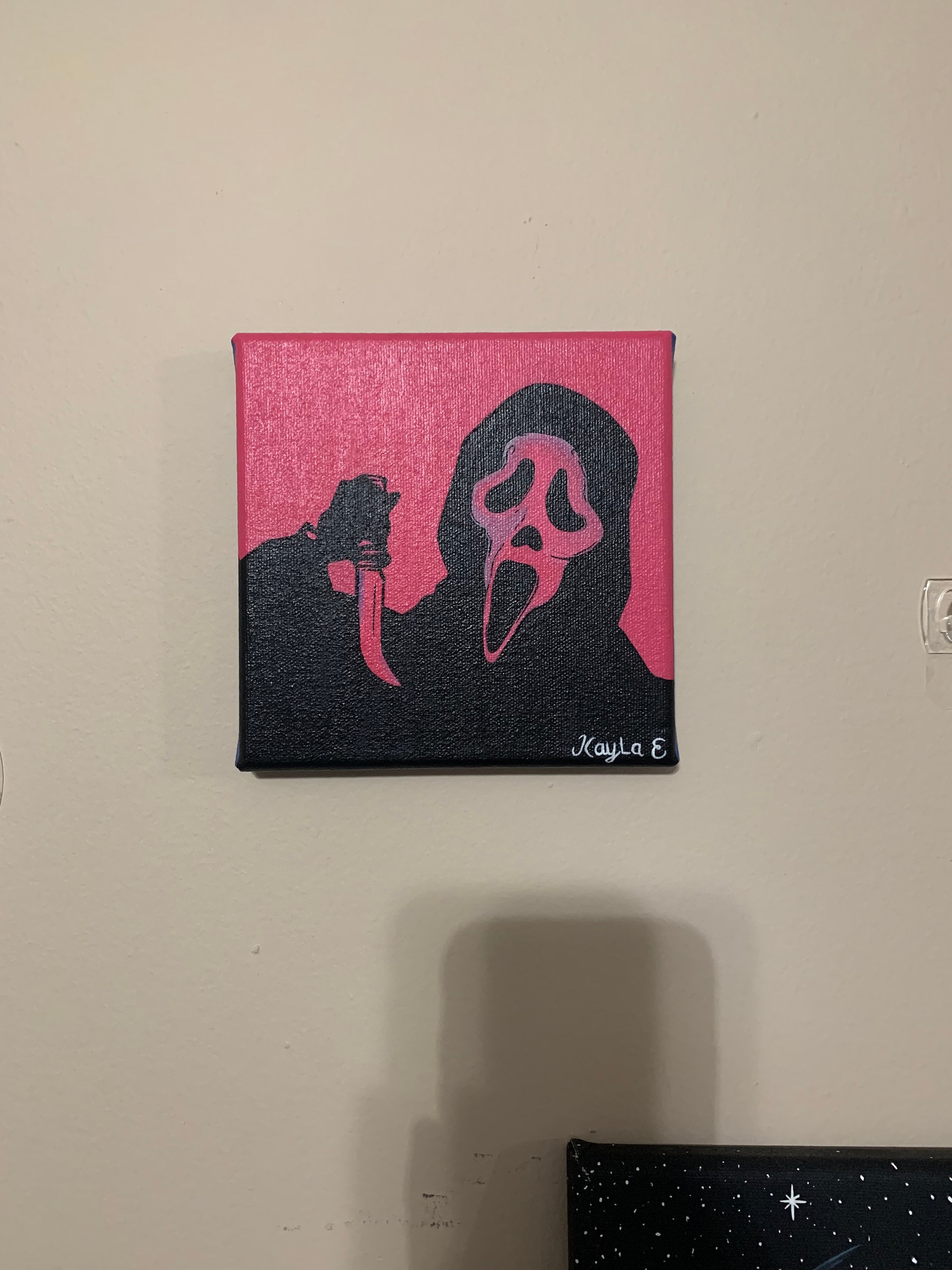 Pink Ghost Face Scream Ghostface Acrylic Painting - Etsy