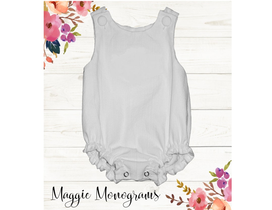 Blank Seersucker or Gingham Girls Leg Ruffled Bubble Romper, Made to Order, NB up to 4T, Baby ...