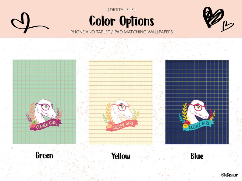Clever Girl Dinosaur Digital Wallpaper Jurassic Park Themed - Etsy