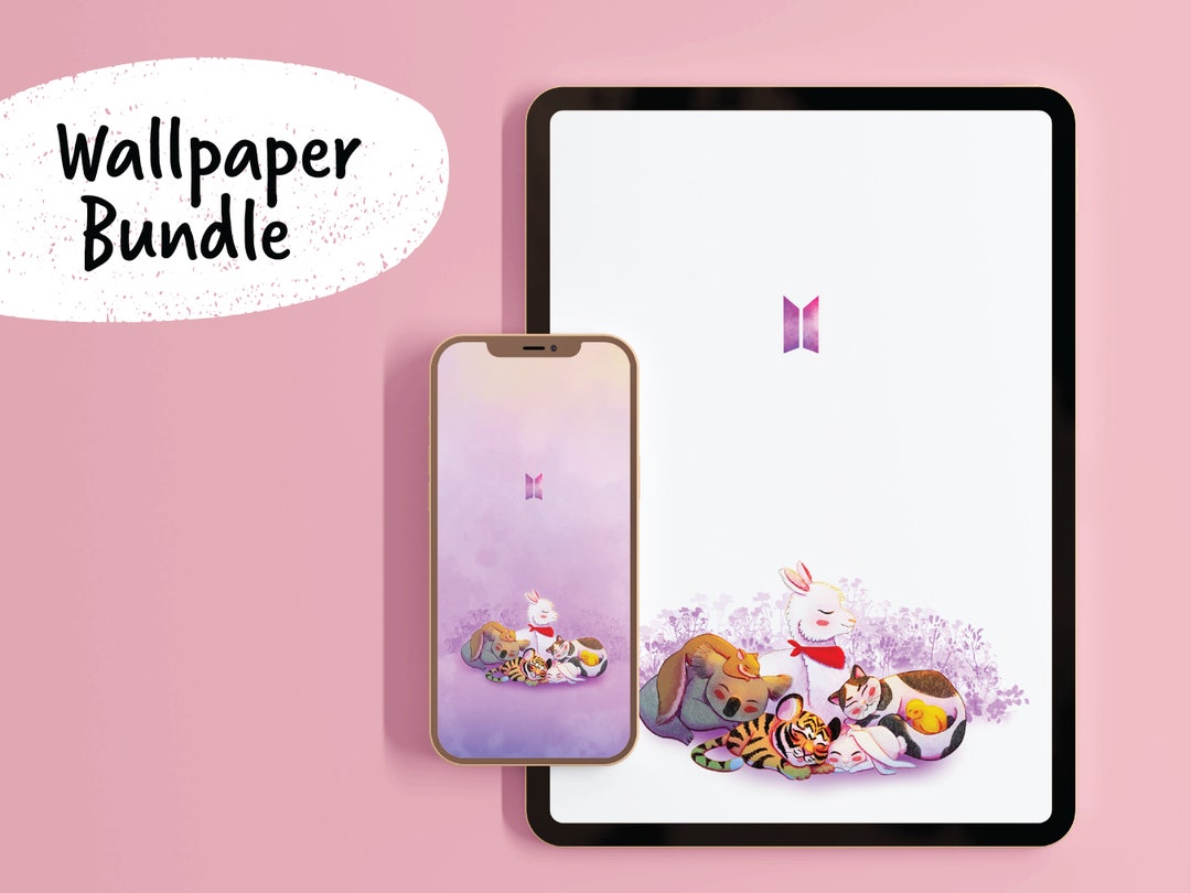 Cute BTS Inspired Digital Wallpaper Bangtan Sonyeondan Phone & Tablet ...