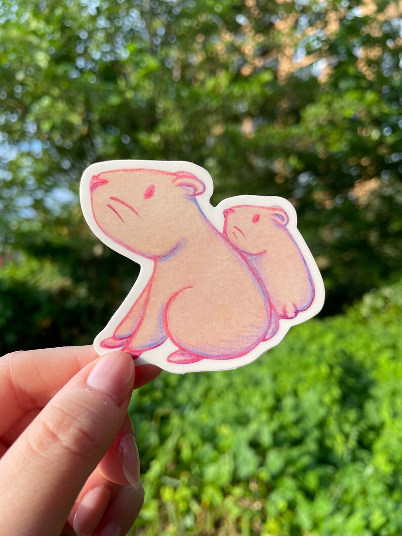 Cute Capybara Matte Vinyl Sticker Digital Art, Stickers, Capybaras ...