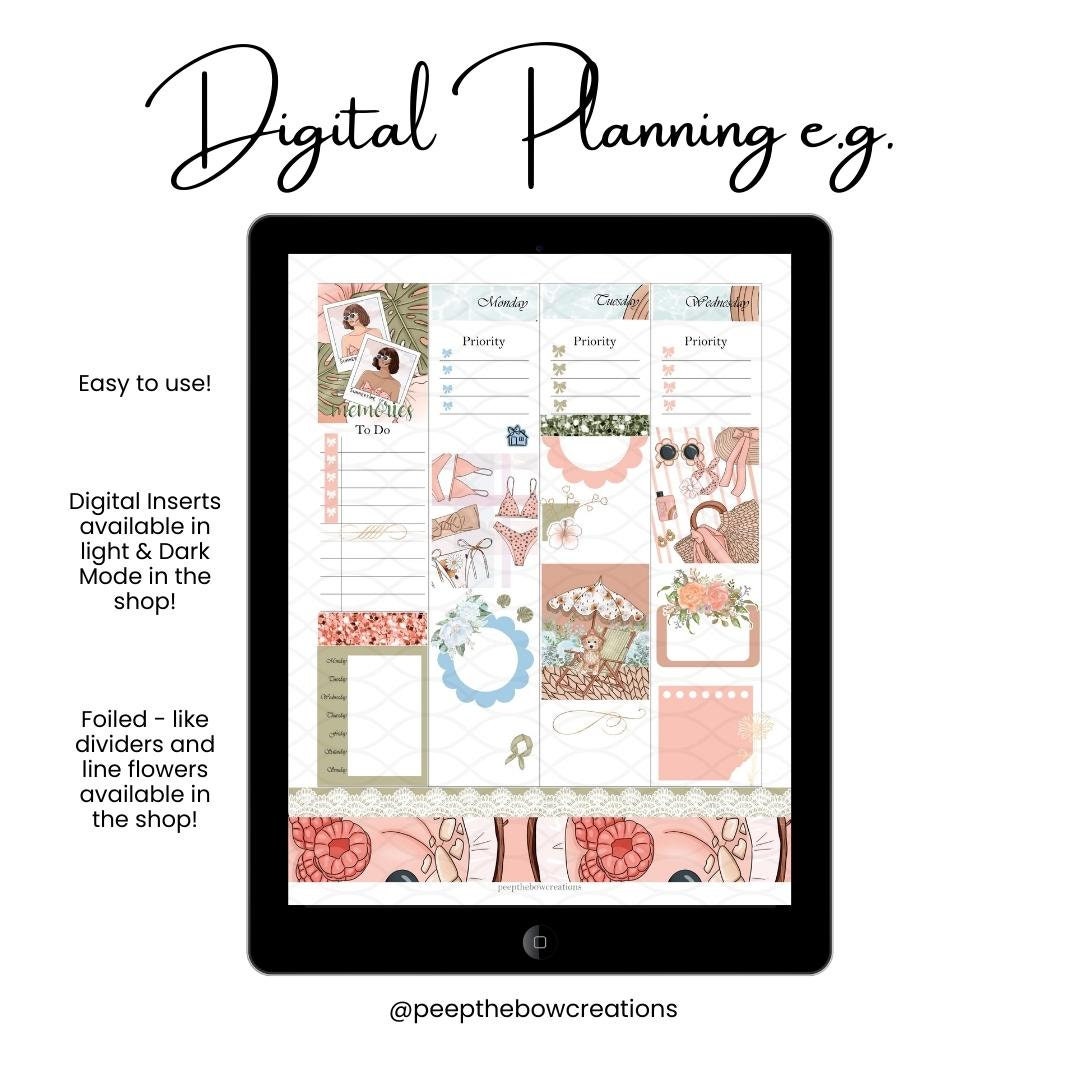 Digital Planner Text Divider V1 by Peep the Bow Creations, Inserts ...