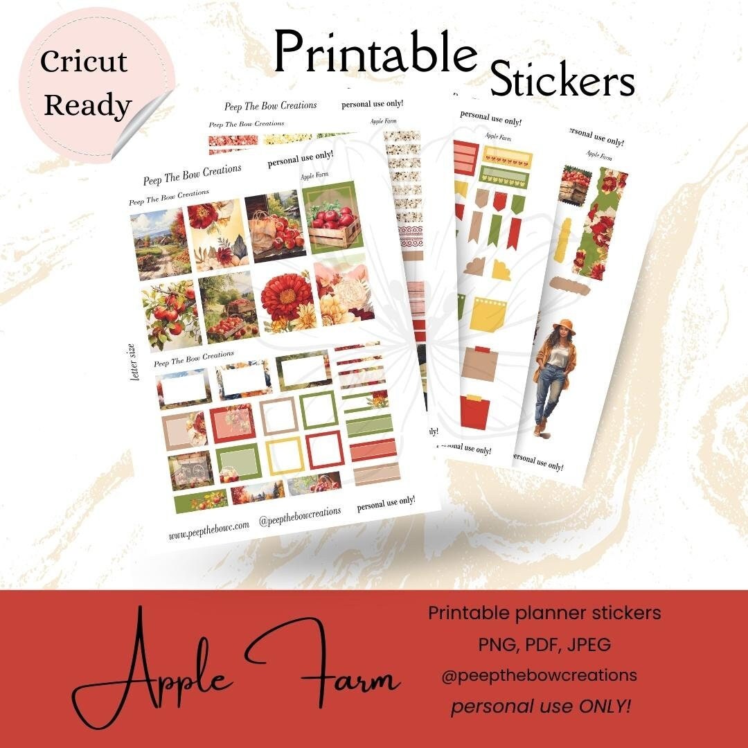 Apple Farm Printable Sticker Kit DSP 37. Fall Harvest Stickers ...