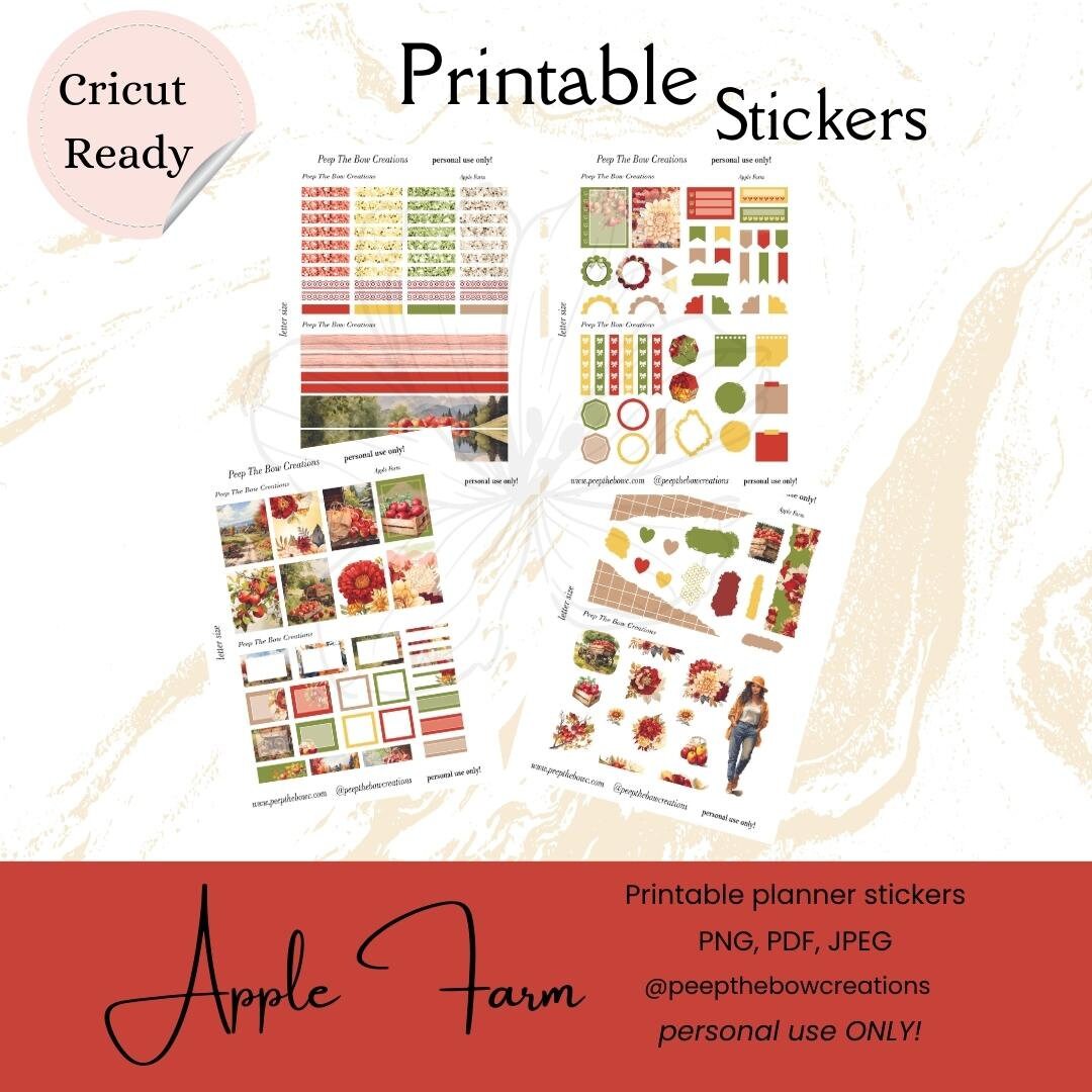 Apple Farm Printable Sticker Kit DSP 37. Fall Harvest Stickers ...