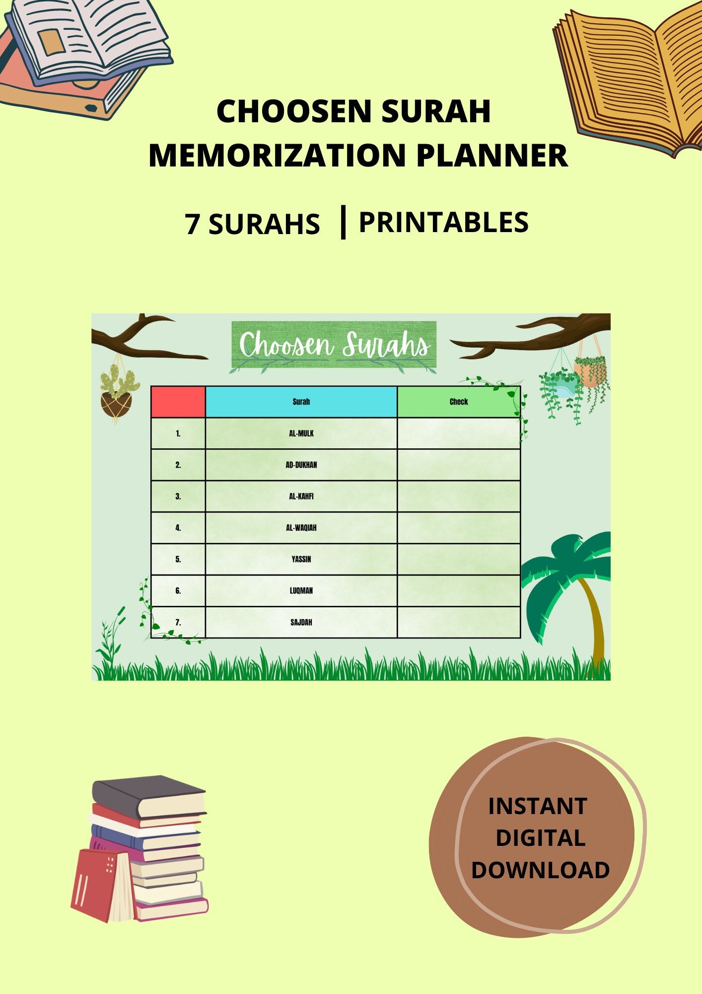 Choosen Surah Checklists / Surah Chart / Surah Memorization - Etsy