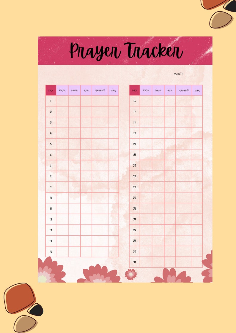 Salah Tracker / Prayer Muslim Tracker /printable Planner / Prayer ...