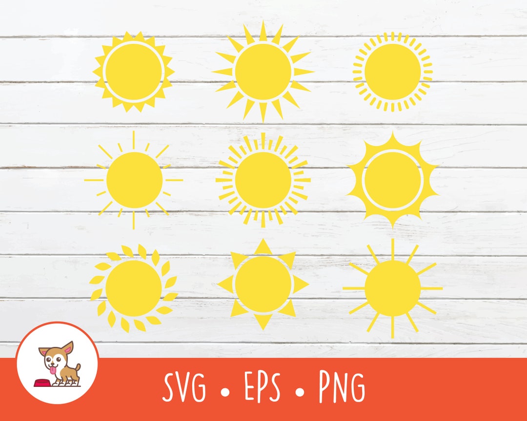 Sun SVG, Sun Clipart Bundle, Vector Sun Cut File for Cricut, PNG, EPS ...