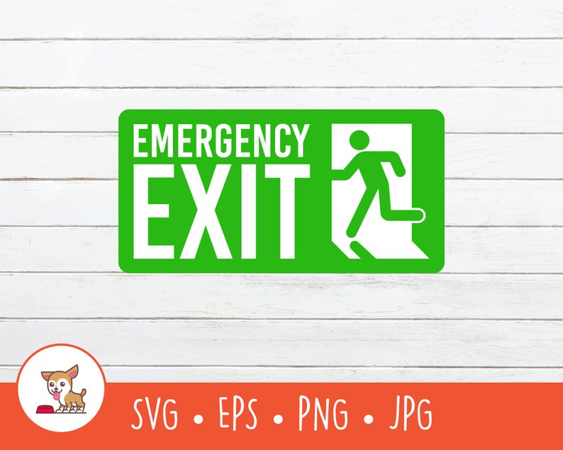 Emergency Exit Sign SVG, Emergency Exit Sign Clipart, Vector Emergency ...
