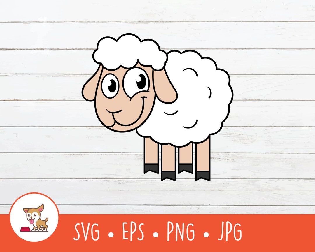 Cartoon Sheep Clipart, Sheep SVG, Vector Sheep Cut File for Cricut, PNG ...