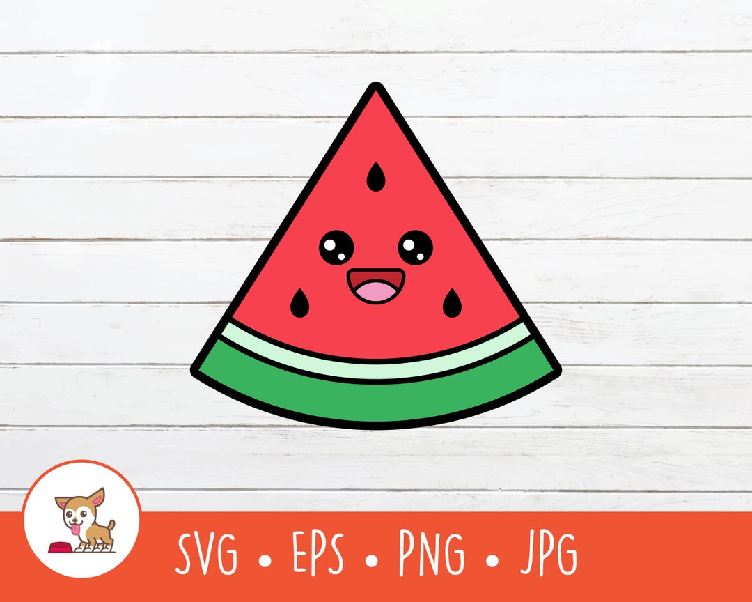 Kawaii Watermelon SVG, Vector Watermelon Clipart, Cute Watermelon Cut ...