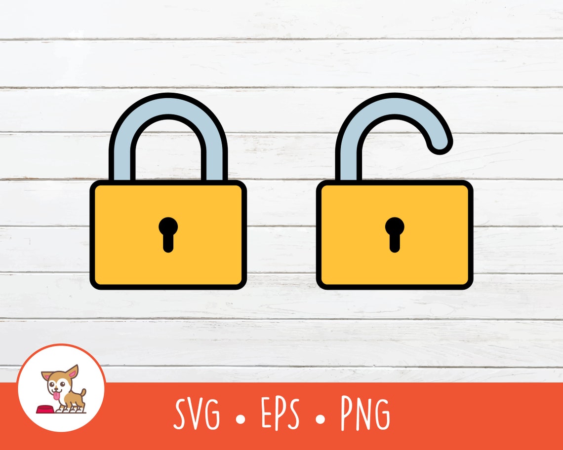 Cartoon Lock Clipart, Lock SVG, Vector Lock Cut File for Cricut, PNG ...