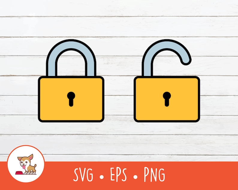 Cartoon Lock Clipart, Lock SVG, Vector Lock Cut File for Cricut, PNG ...