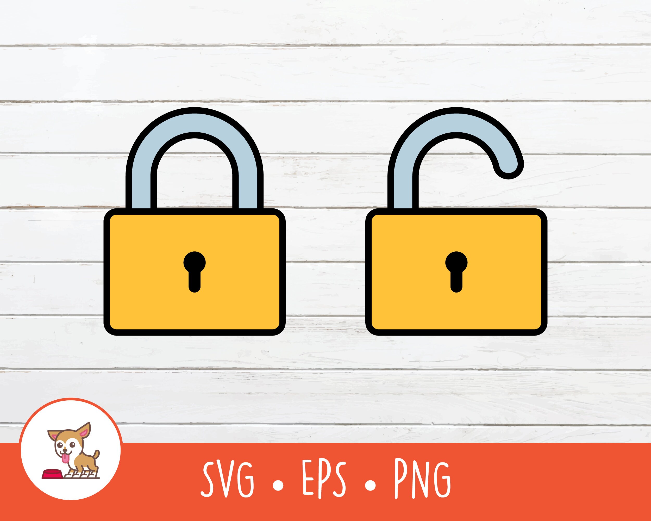 Cartoon Lock Clipart, Lock SVG, Vector Lock Cut File for Cricut, PNG ...