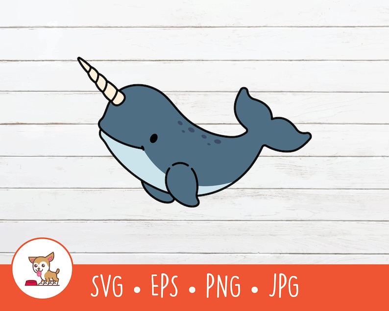 Cartoon Narwhal Clipart, Narwhal SVG, Vector Narwhal Cut File for ...