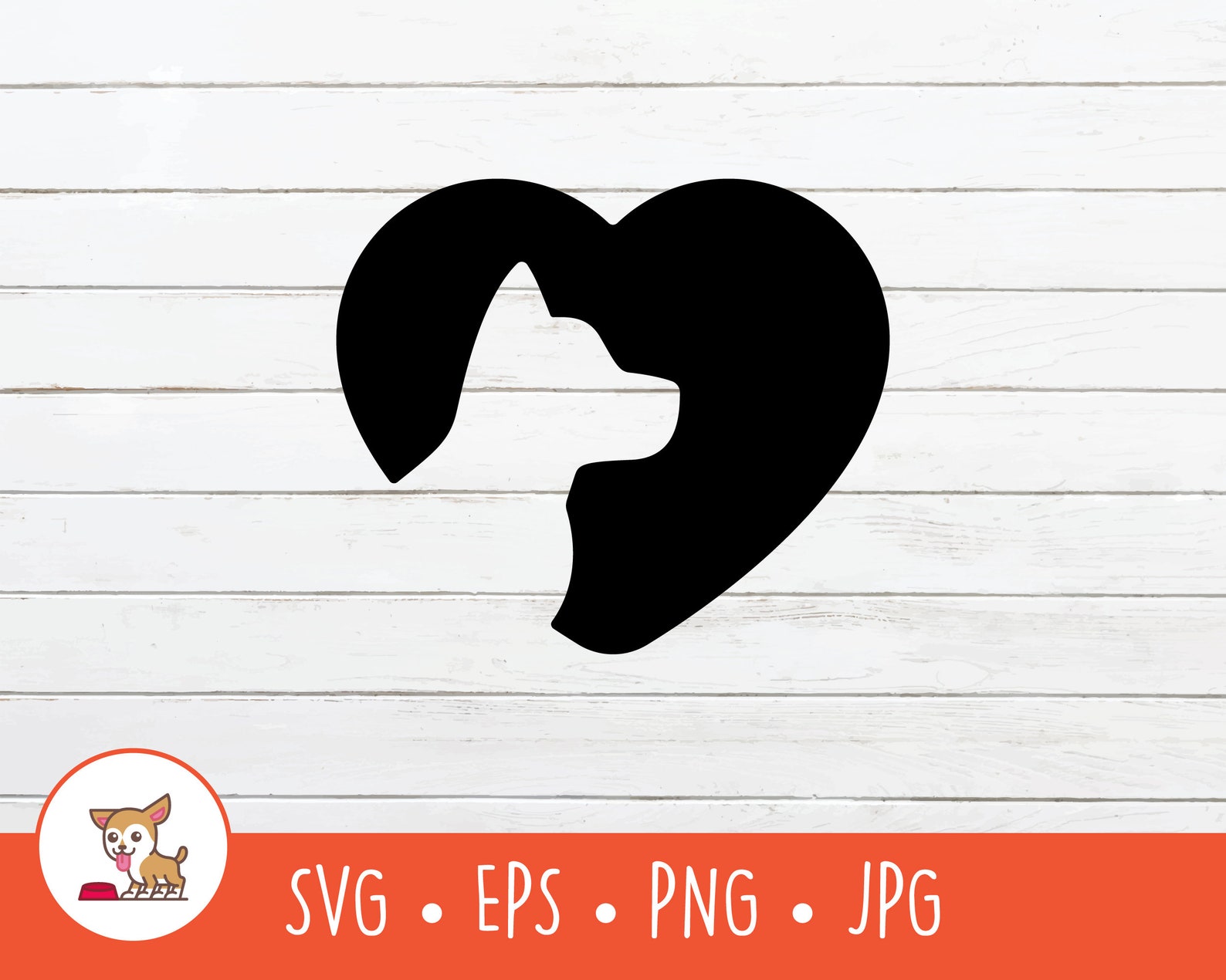 Dog Love SVG, Dog With Heart Clipart, Vector Dog Heart Cut File for ...