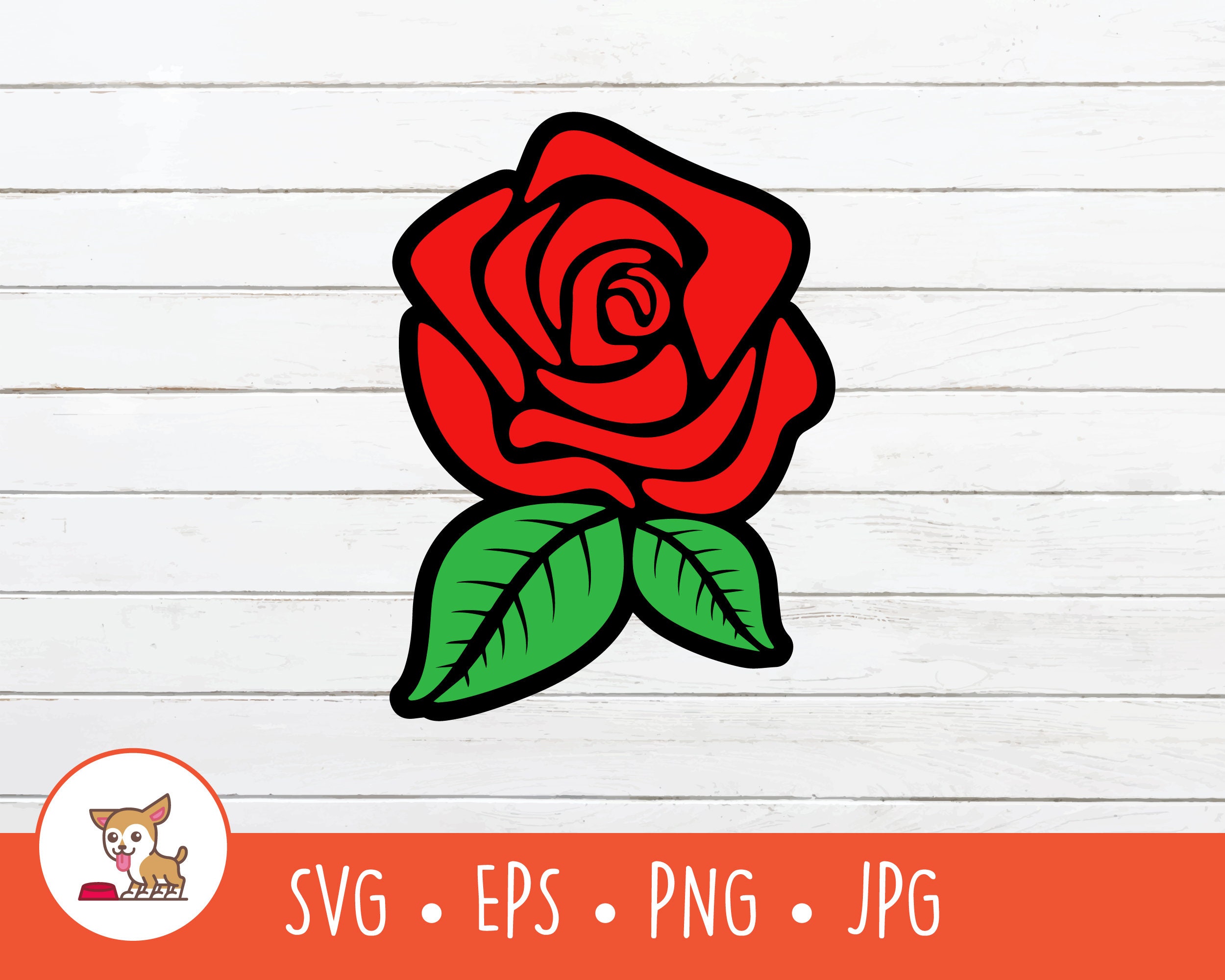 Rose Clipart, Rose SVG, Vector Rose Cut File for Cricut, PNG, EPS ...