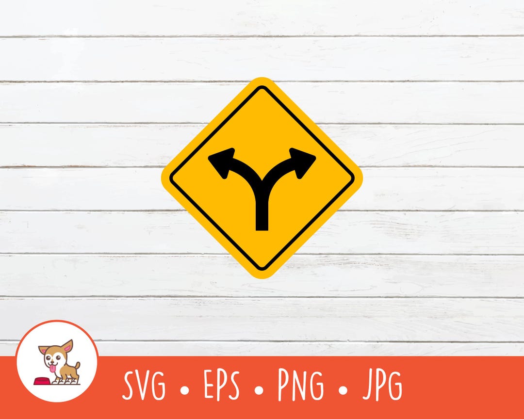 Forked Road Sign SVG, Forked Road Sign Clipart, Vector Fork in the Road ...