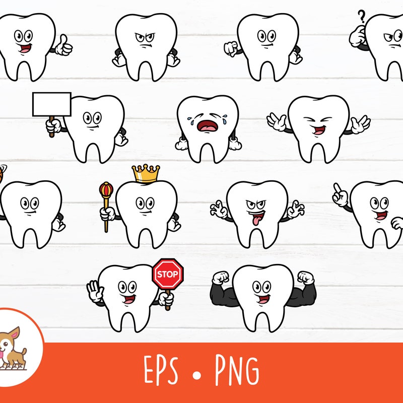Cute Tooth Clipart - Etsy