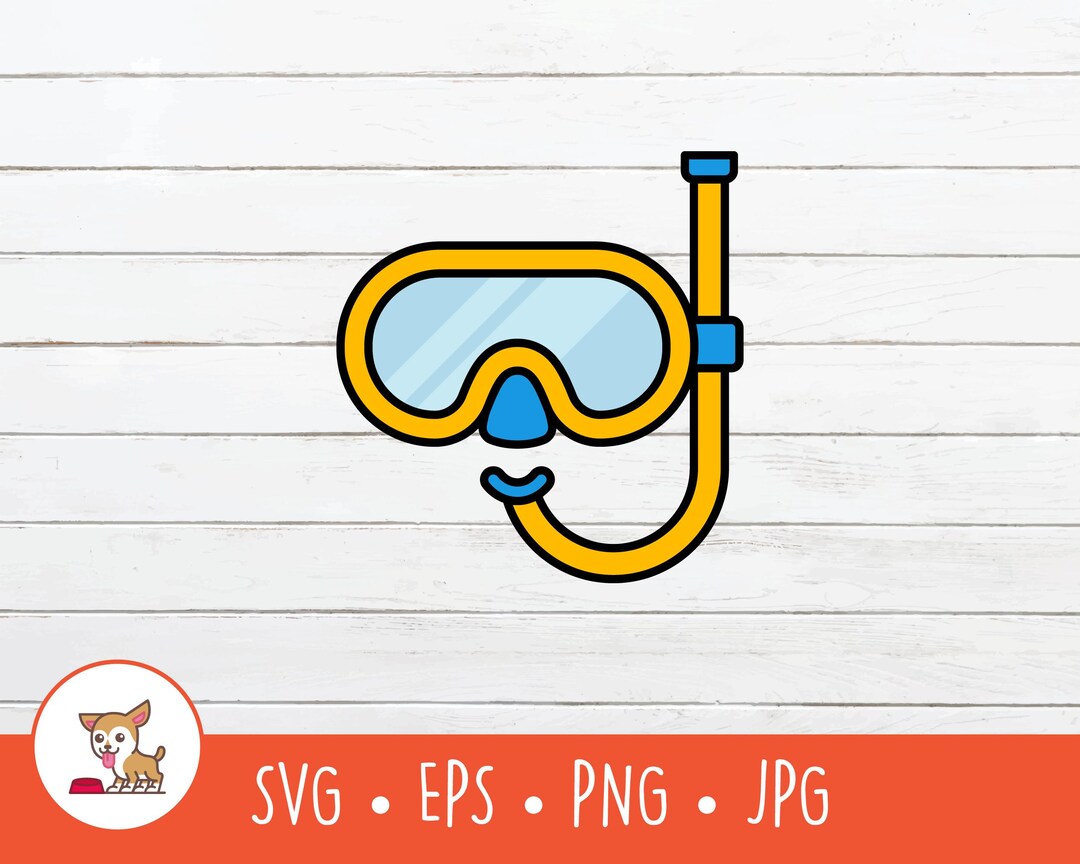 Cartoon Diving Mask Clipart, Scuba Mask SVG, Vector Snorkeling Goggles ...