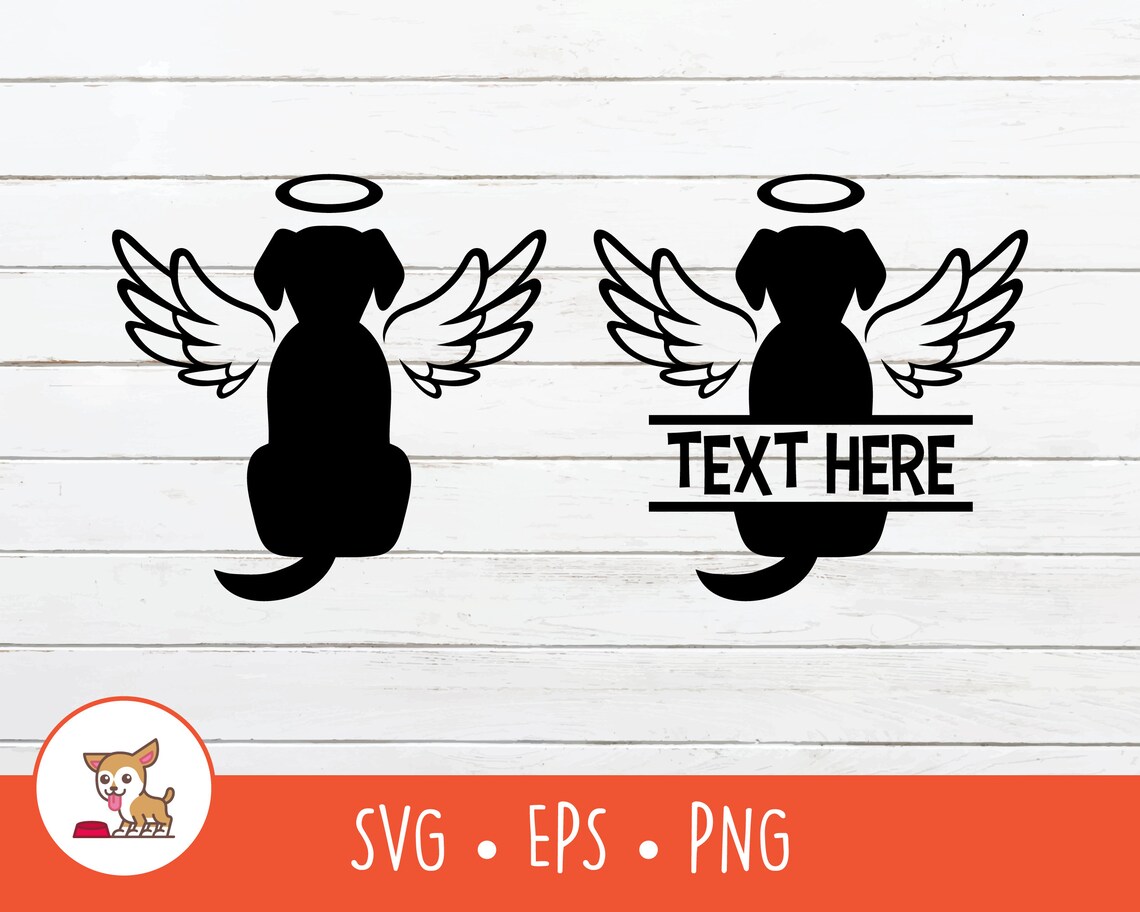 Dog Angel SVG, Split Dog Angel Name Frame, Dog Angel Clipart, Vector ...