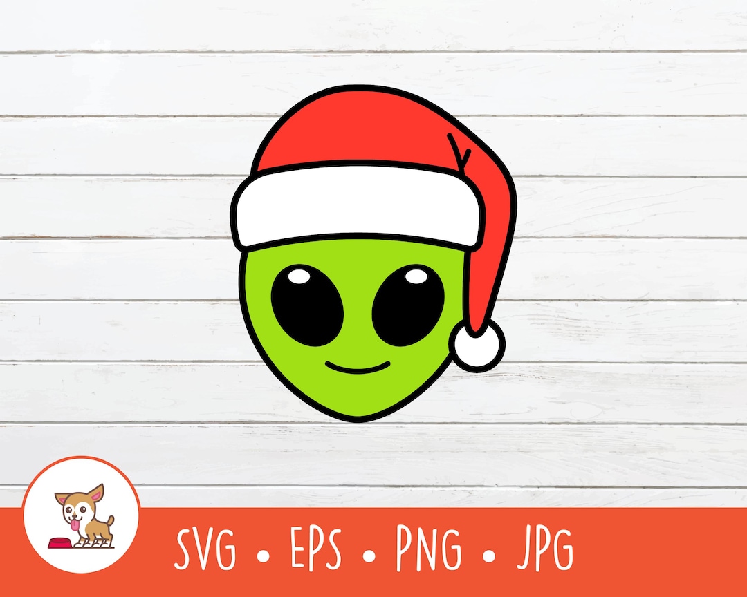 Santa Alien Clipart, Alien Wearing Santa Hat SVG, Vector Christmas ...