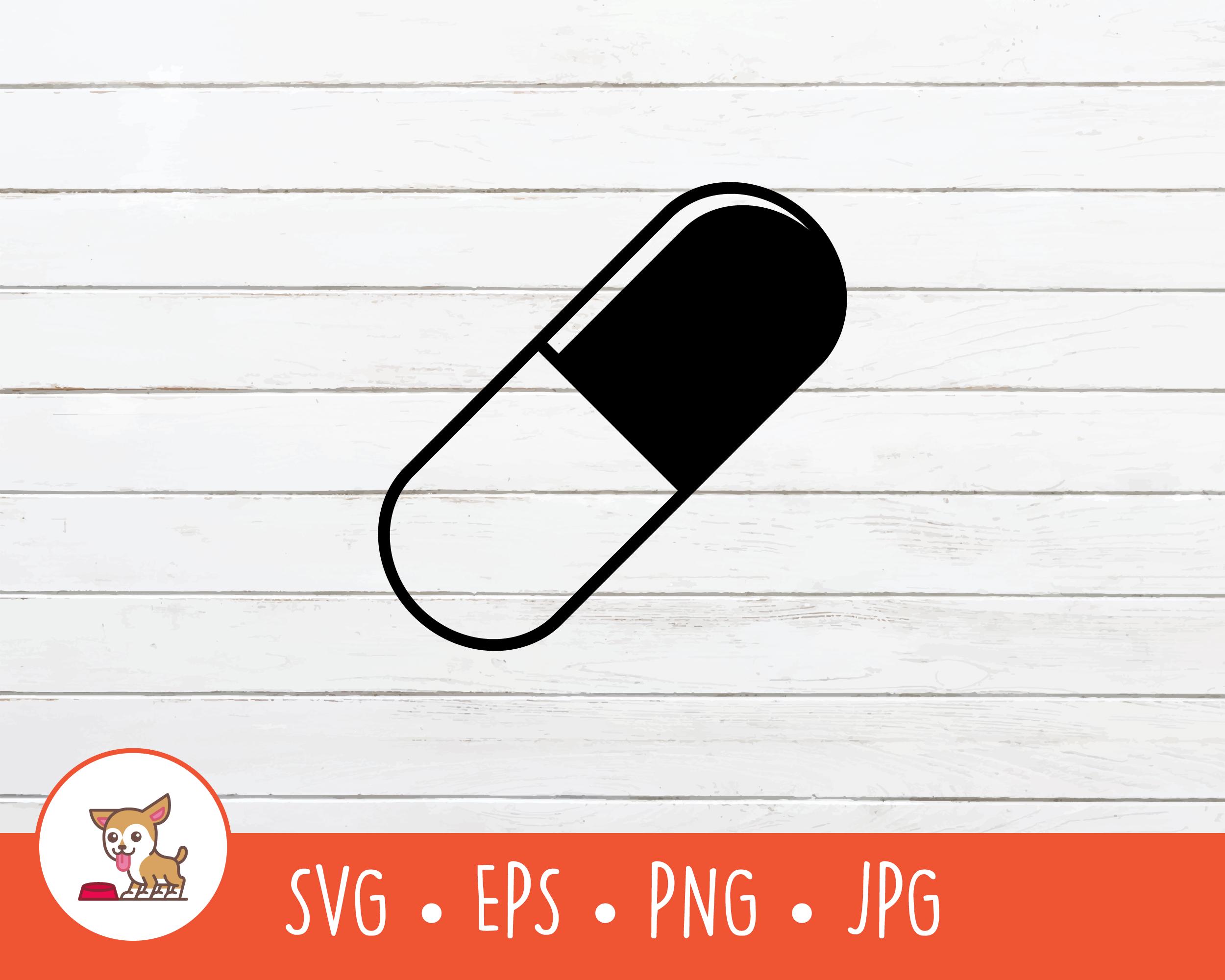 Pill SVG, Capsule Clipart, Vector Medicine Cut File for Cricut, PNG ...