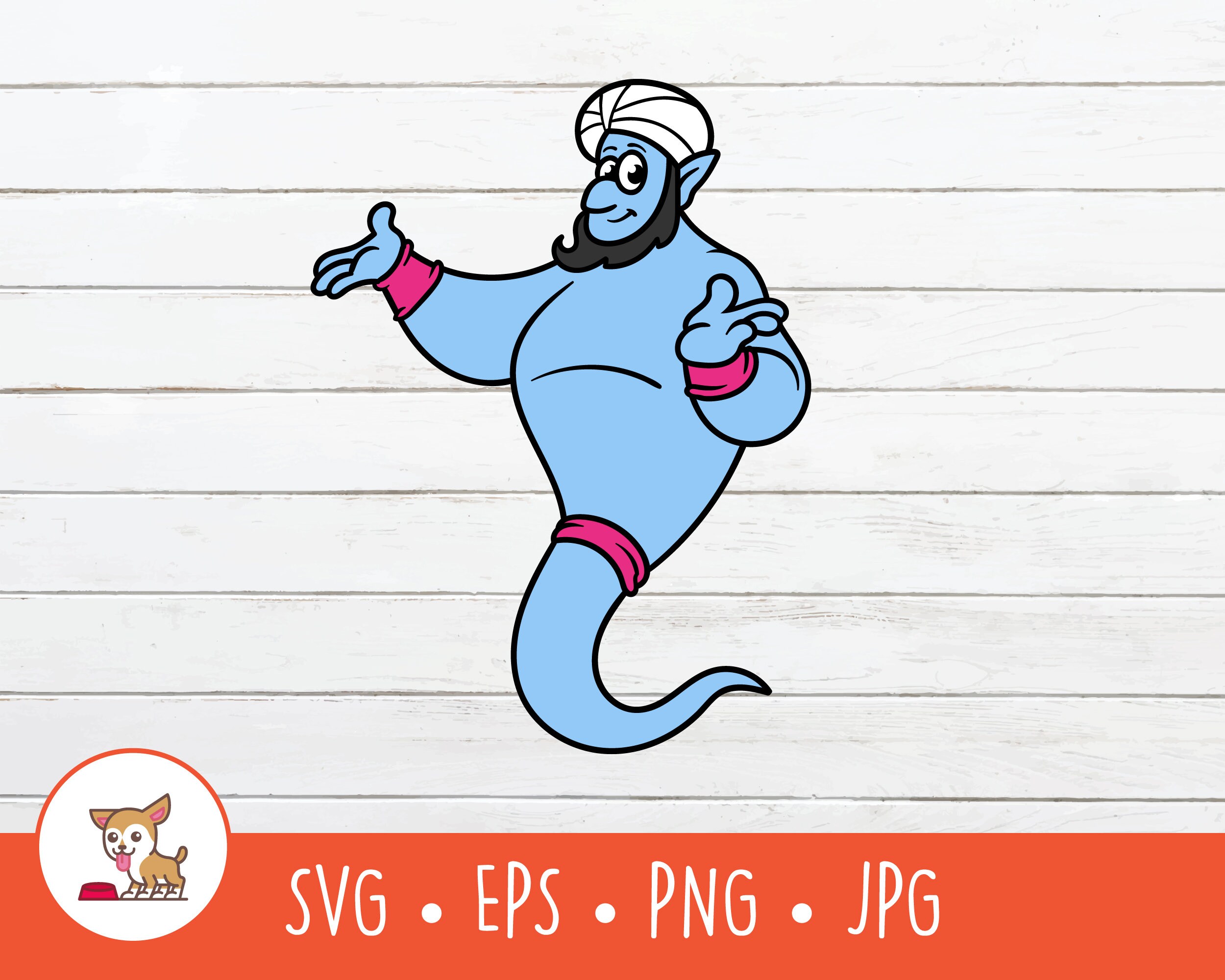 Cartoon Genie Clipart, Genie SVG, Vector Genie Cut File for Cricut, PNG ...