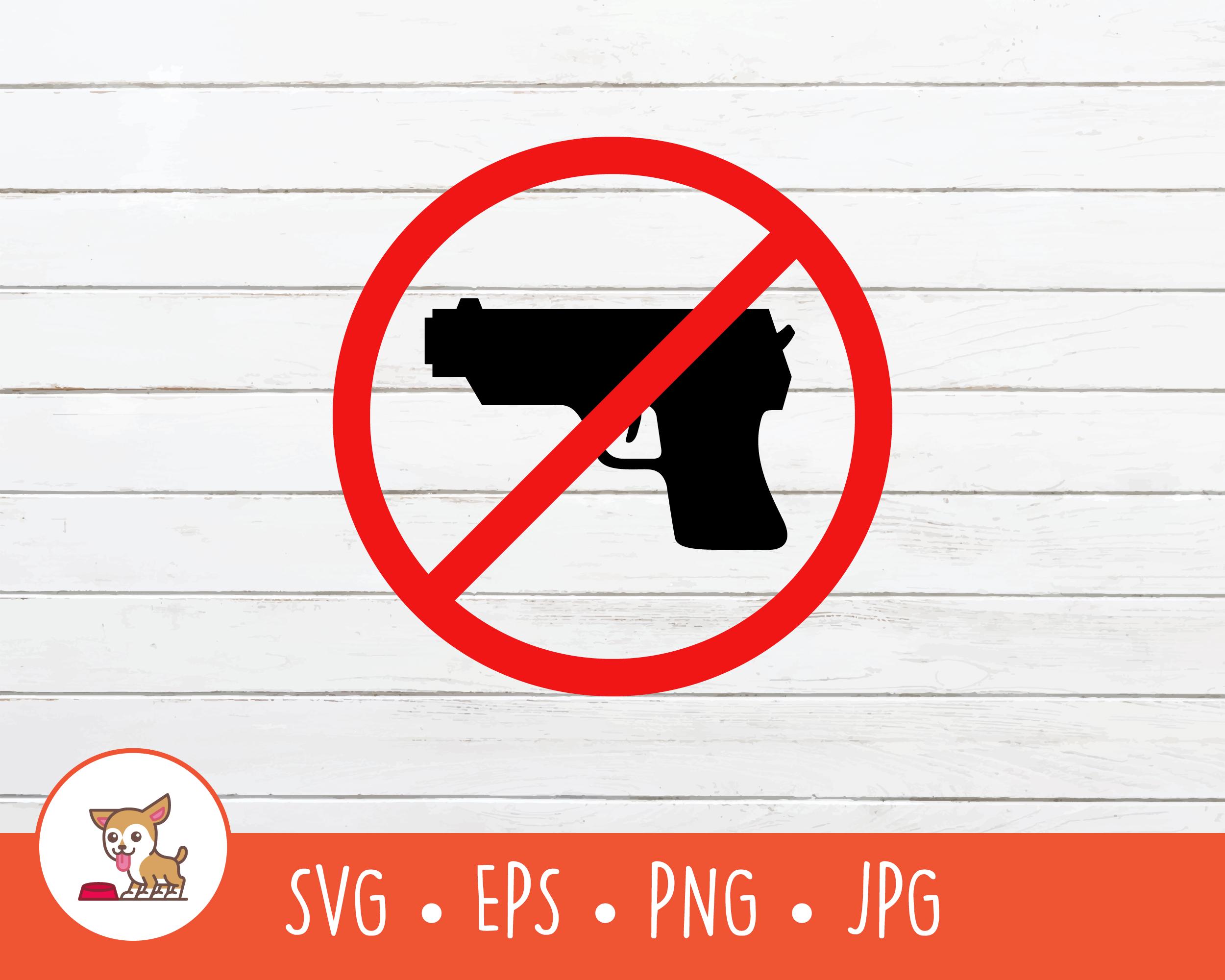 No Gun Sign SVG, No Gun Clipart, Vector No Gun Sign Cut File for Cricut ...