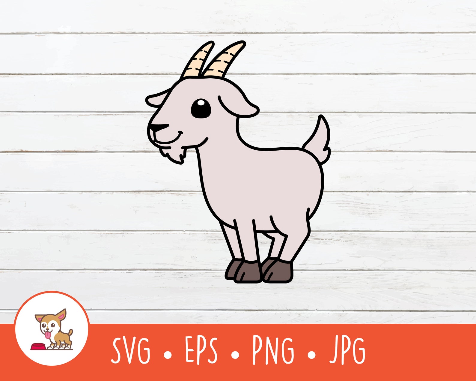 Cartoon Goat Clipart, Goat SVG, Vector Goat Cut File for Cricut, PNG ...