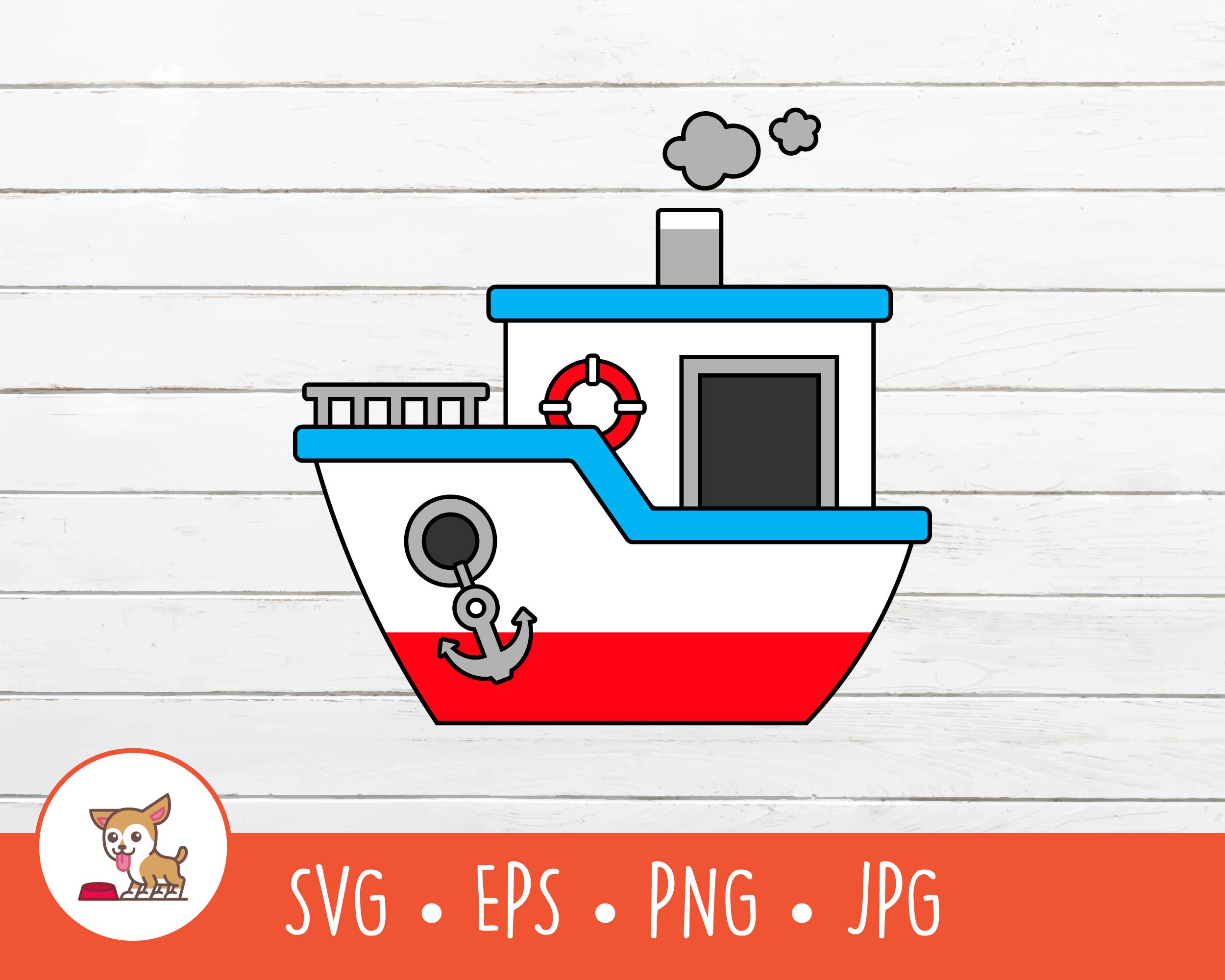 Cartoon Steamboat Clipart, Steamoat SVG, Vector Steamboat Cut File for ...