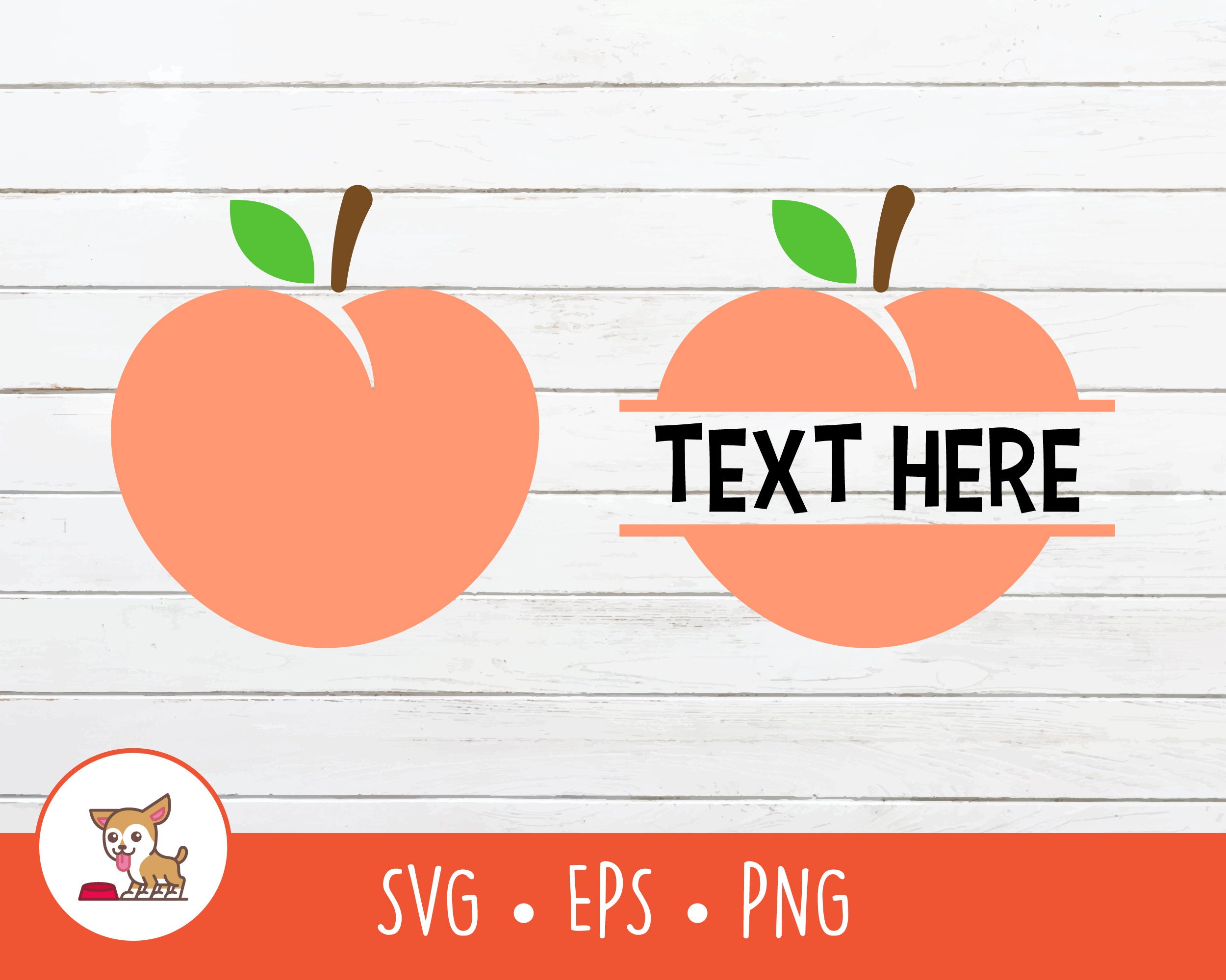 Peach SVG, Split Peach Name Frame, Vector Peach Clipart, Peach Cut File ...