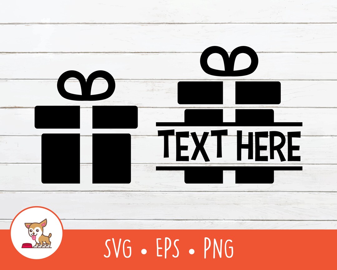 Gift SVG, Split Gift Box Name Frame, Christmas Present Clipart, Vector ...
