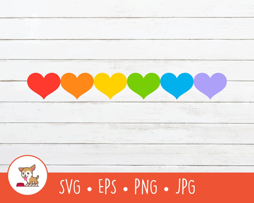 Rainbow Hearts SVG, Rainbow Hearts Clipart, Vector Rainbow Hearts Cut ...