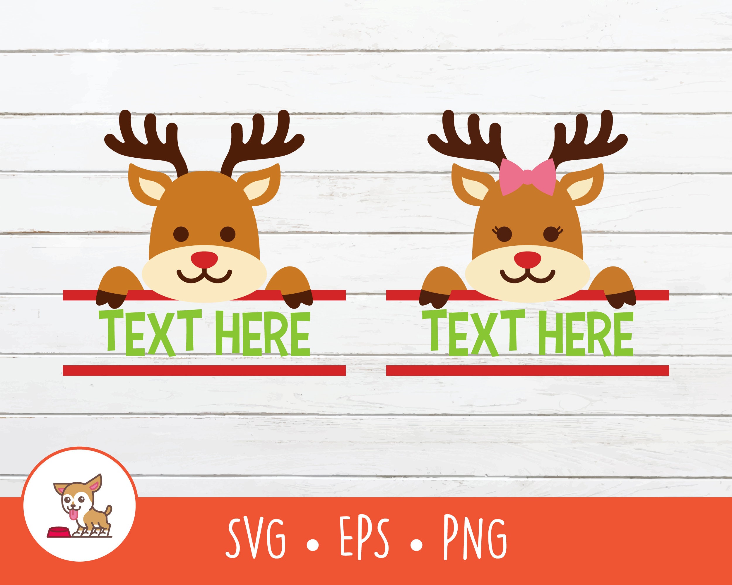 Reindeer SVG, Split Reindeer Name Frame, Reindeer Clipart, Vector ...