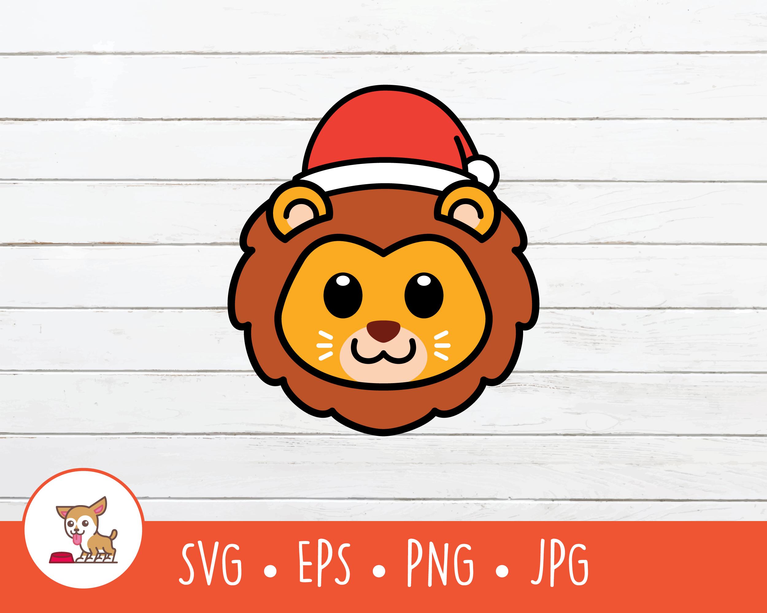 Santa Lion Clipart, Lion Wearing Santa Hat SVG, Vector Christmas Lion ...