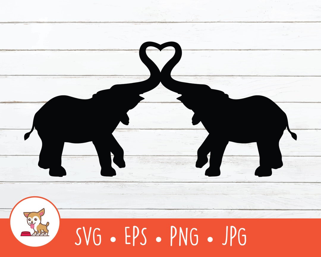 Love Elephants SVG, Love Shaped Trunks SVG, Elephants Clipart ...