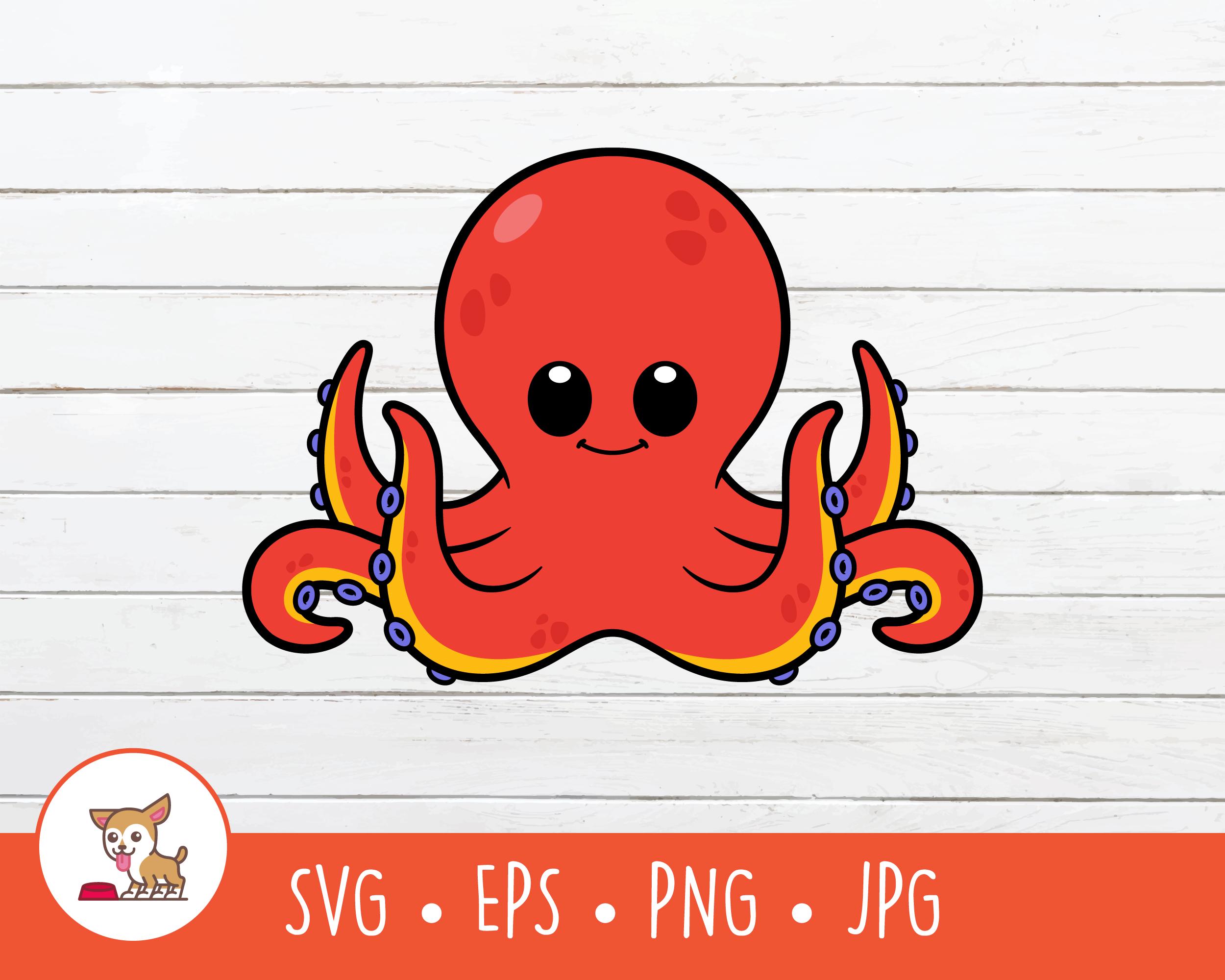 Cartoon Octopus Clipart, Octopus SVG, Vector Octopus Cut File for ...