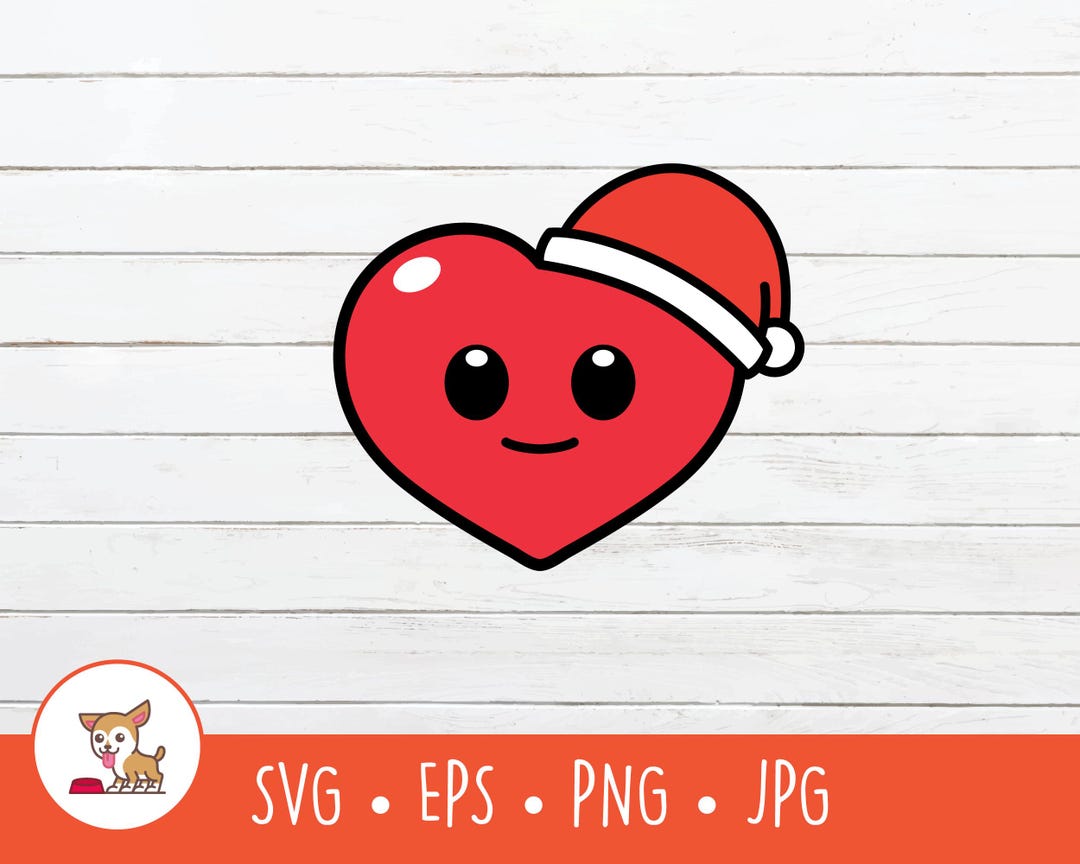 Santa Heart Clipart, Heart Wearing Santa Hat SVG, Vector Christmas ...