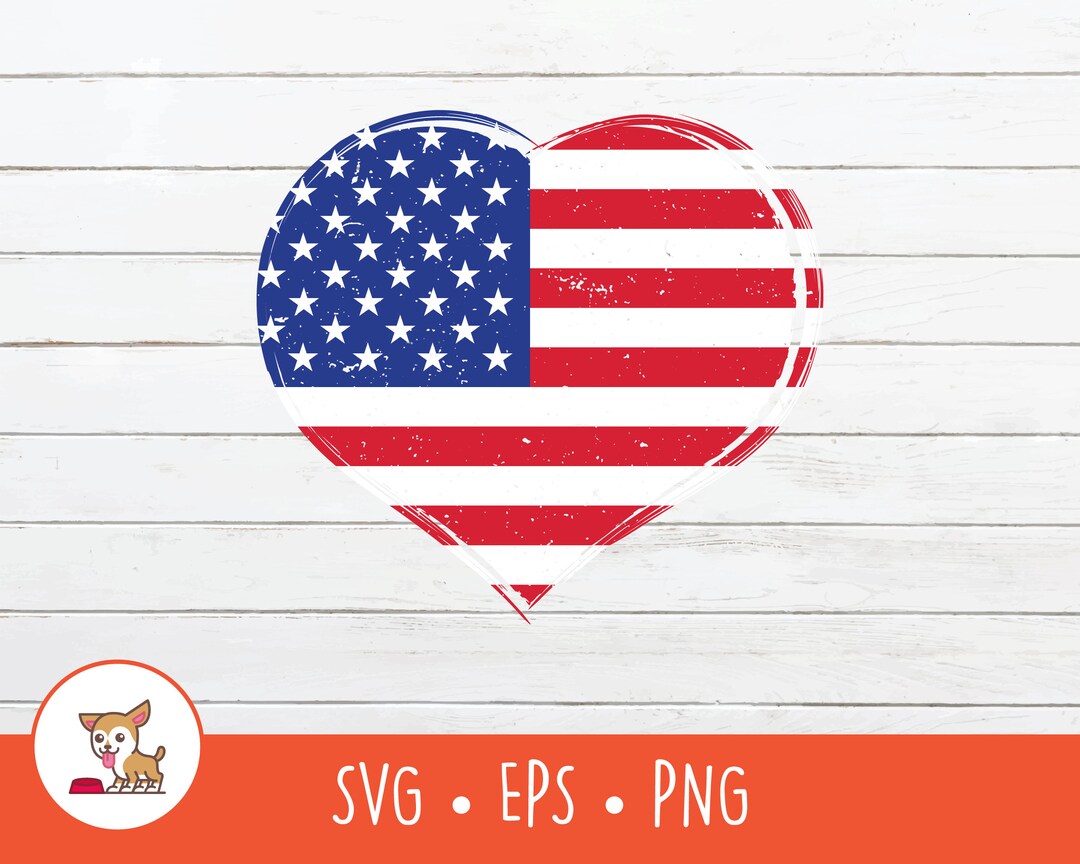 US Flag Heart SVG, American Flag Heart Clipart, Vector American Heart ...