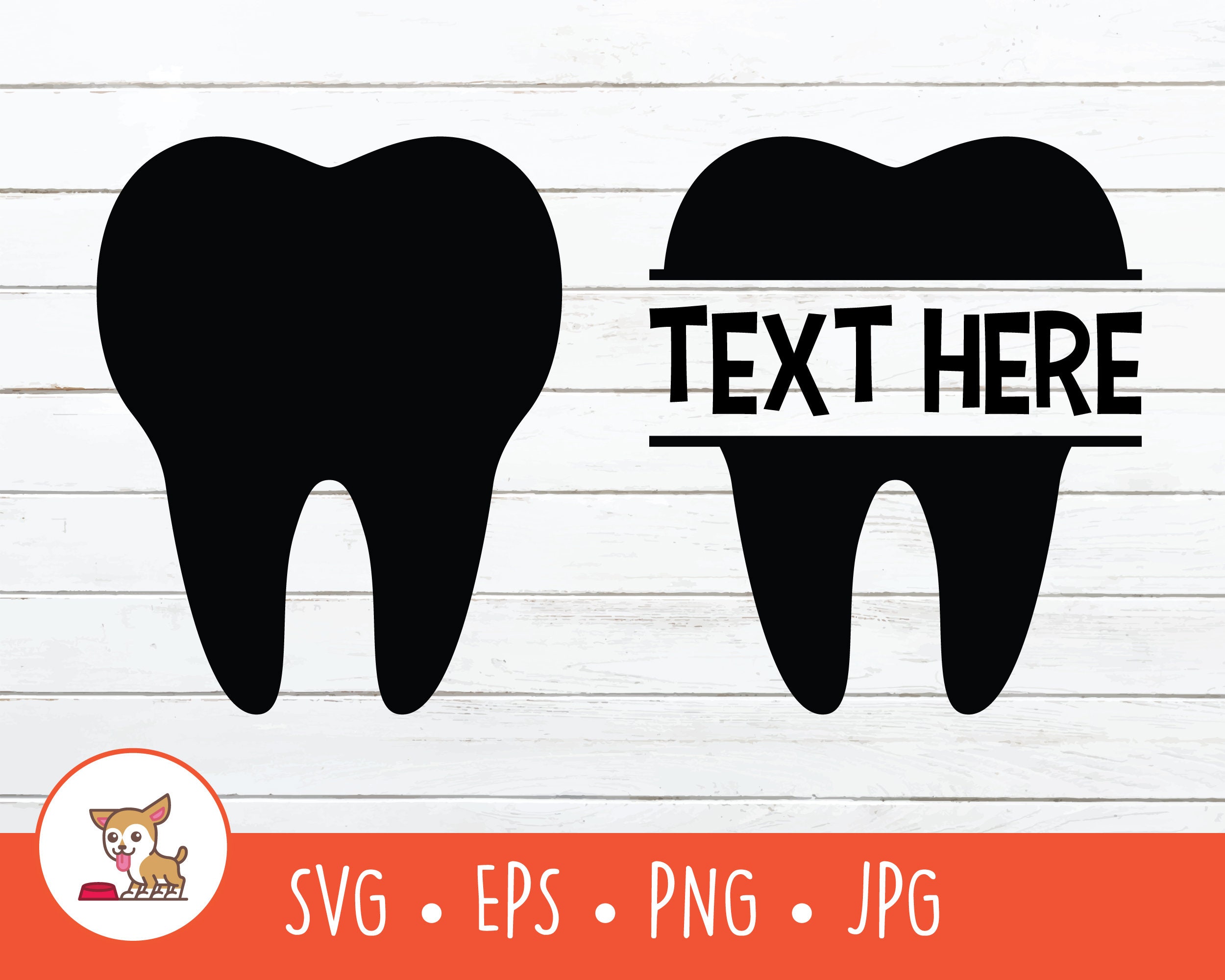 Tooth SVG, Split Tooth Name Frame, Tooth Clipart, Vector Tooth Cut File ...