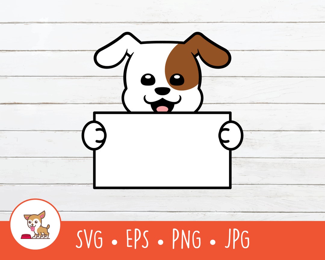 Cartoon Dog Holding Blank Sign Clipart, Dog Holding Sign SVG, Vector ...