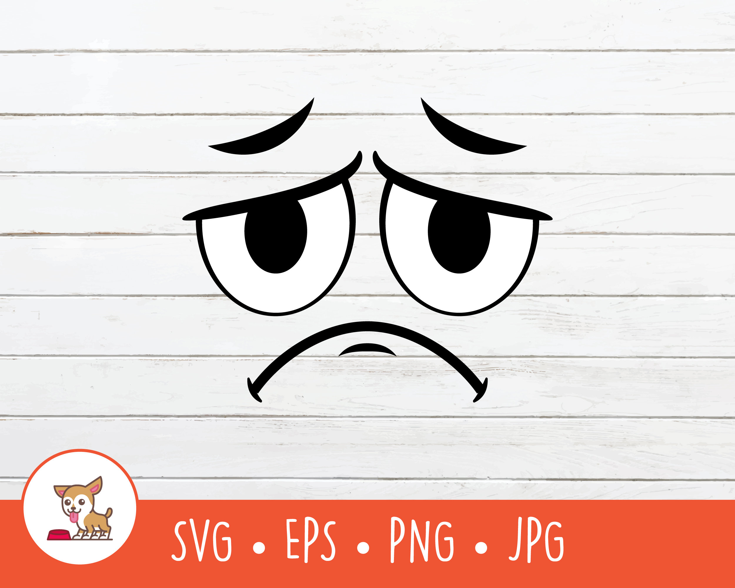 Sad Face Clipart, Sad Face SVG, Vector Sad Expression Cut File for ...