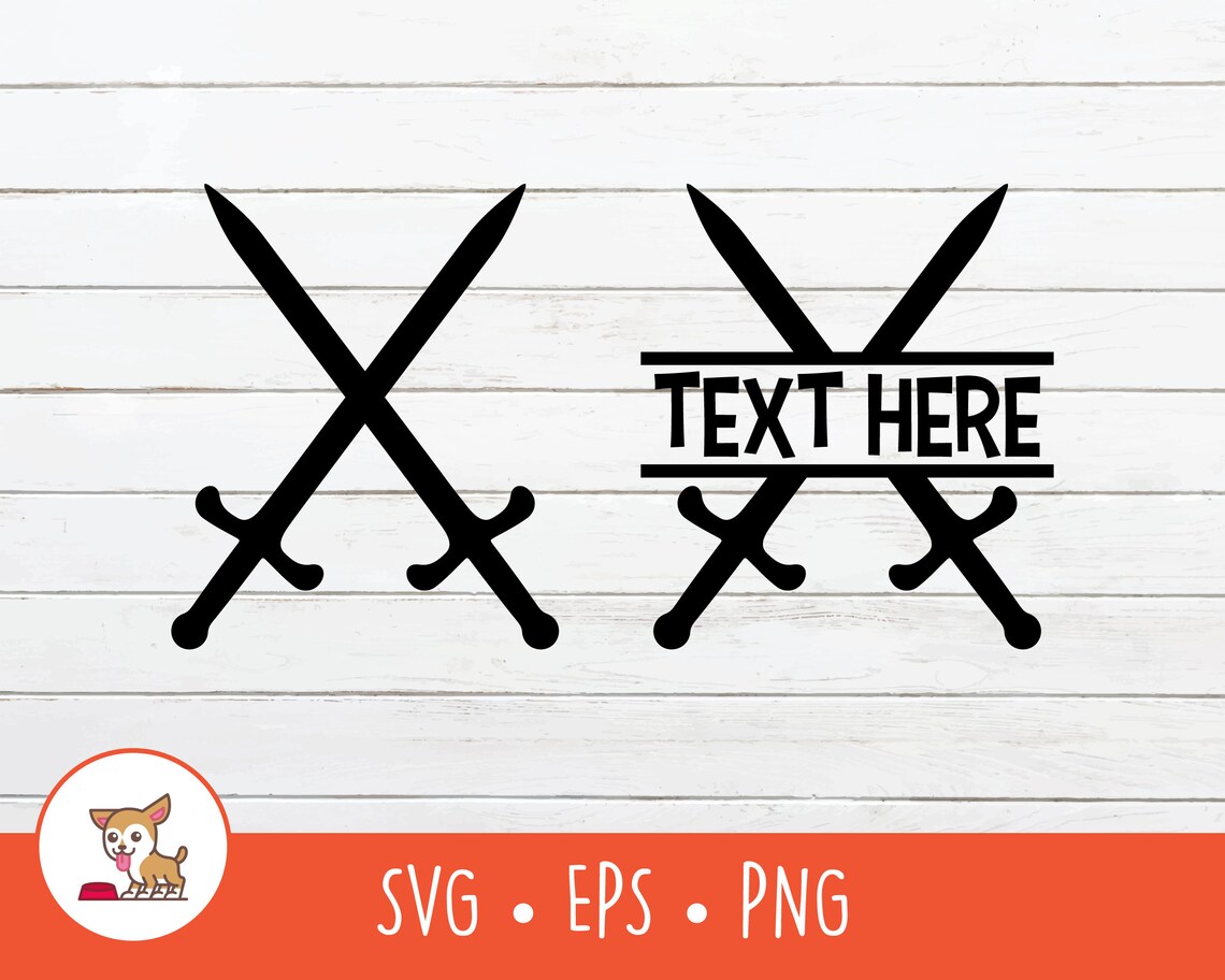 Crossed Swords SVG, Split Crossed Swords Name Frame, Sword Clipart ...