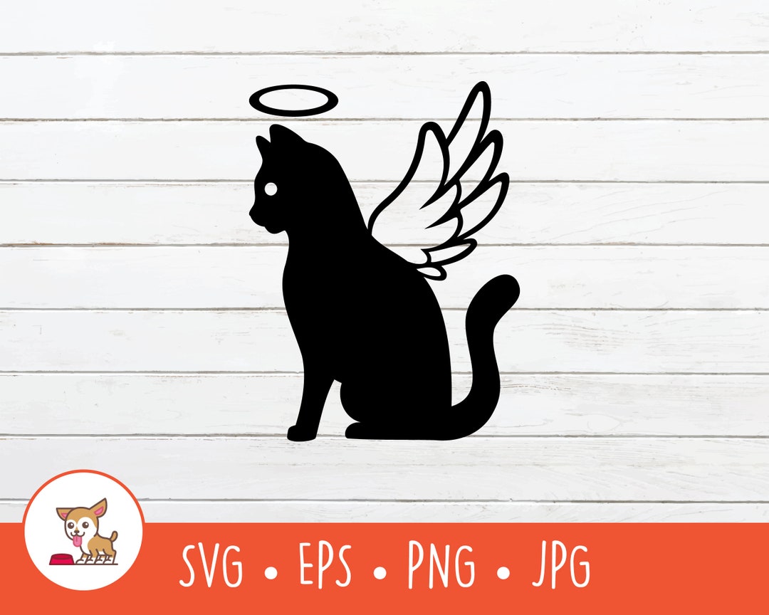 Cat Angel SVG, Cat Angel Clipart, Vector Cat With Wings and Halo Cut ...