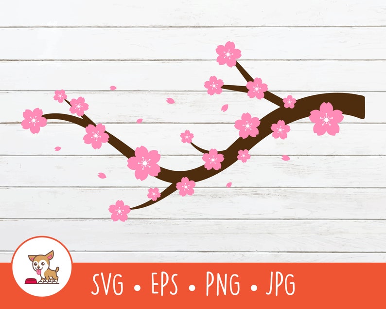 Cherry Blossom SVG, Vector Cherry Blossom Branch Clipart, Cherry ...