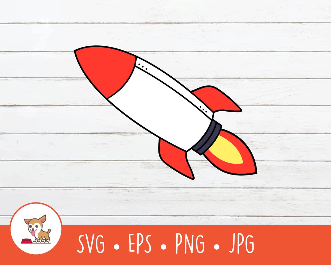 Cartoon Rocket Clipart, Rocketship SVG, Vector Rocket Cut File for ...