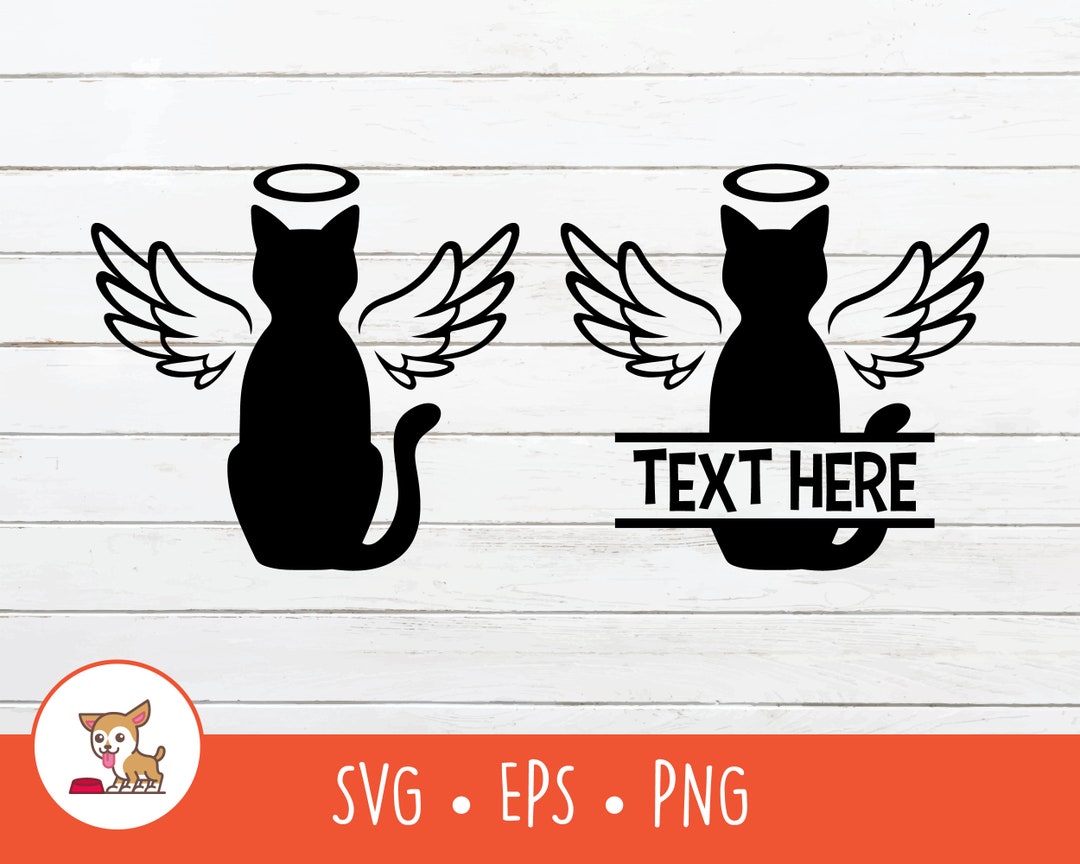 Cat Angel SVG, Split Cat Angel Name Frame, Cat Angel Clipart, Vector ...