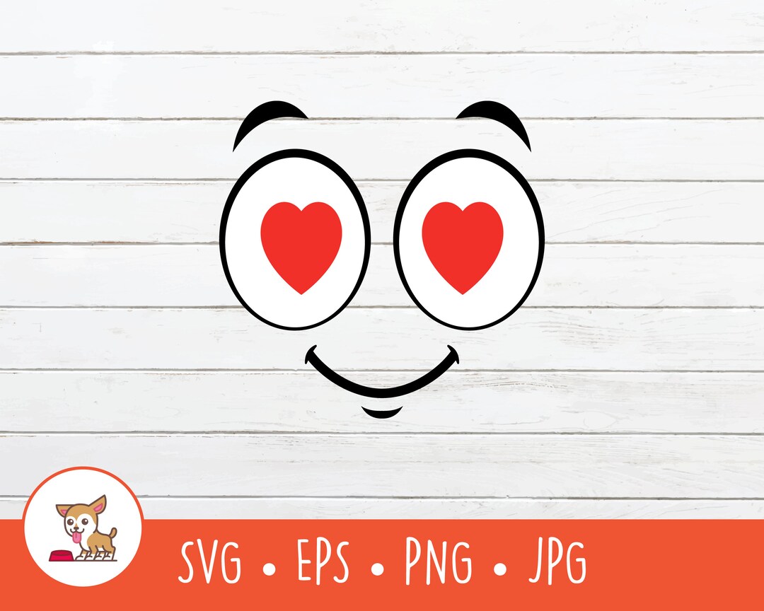 In Love Face Clipart, Love Face SVG, Vector in Love Expression Cut File ...